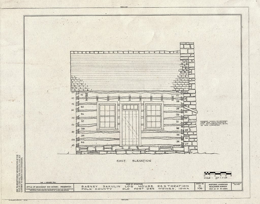 Blueprint HABS Iowa,77-Desmo,20- (Sheet 4 of 8) - Barney Sakulin Log H ...