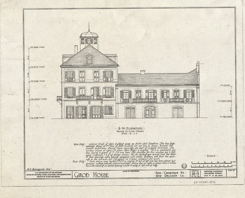 Blueprint HABS LA,36-NEWOR,8- (Sheet 6 of 32) - Girod House, 500-506 C ...