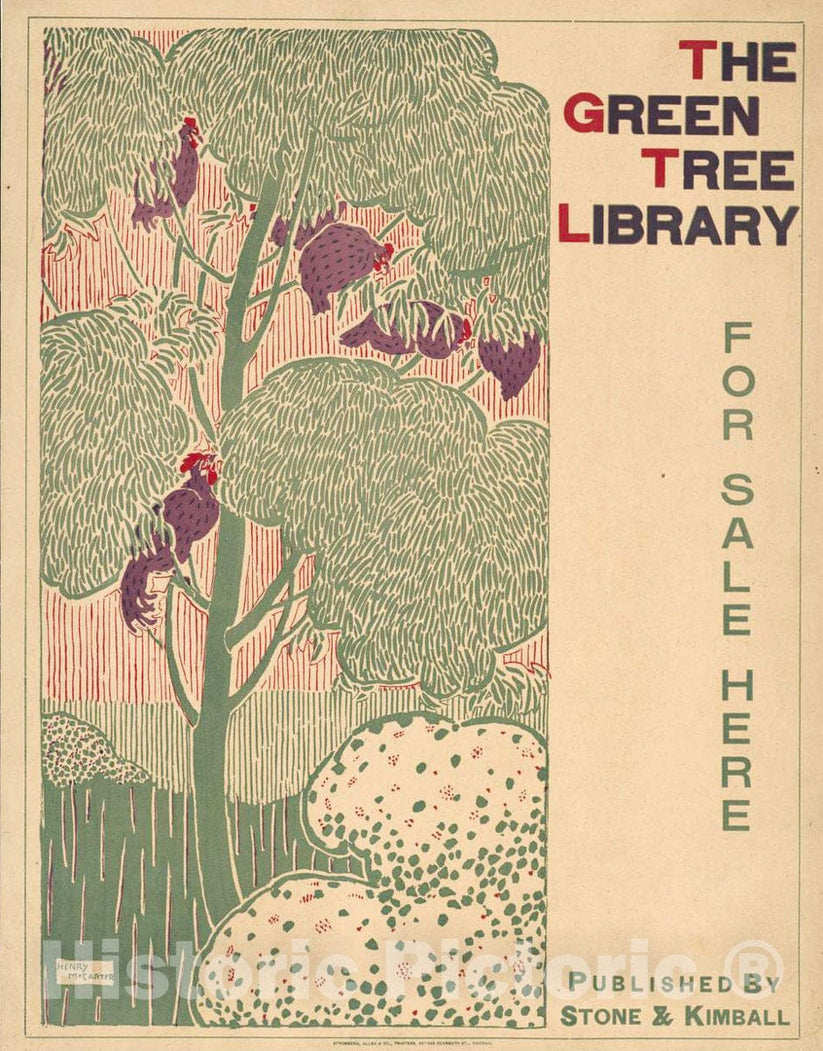 Vintage Poster - The Green Tree Library, for Sale here, Historic Wall ...