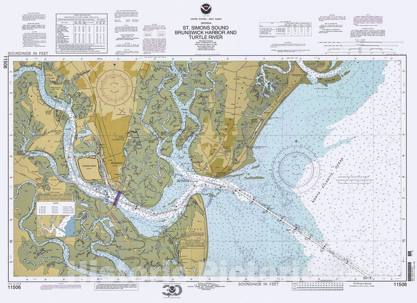 Historic Nautical Map - St Simons Sound, 2000 NOAA Chart - Georgia (GA ...