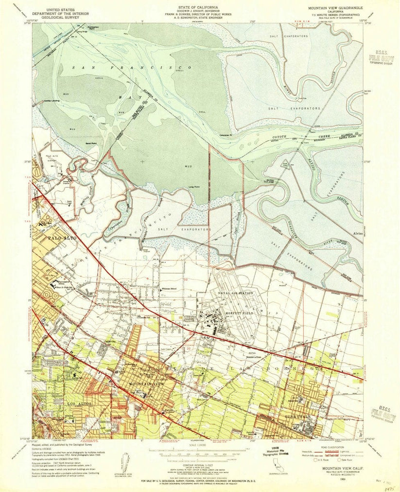 1953 Mountain View, CA - California - USGS Topographic Map – Historic ...