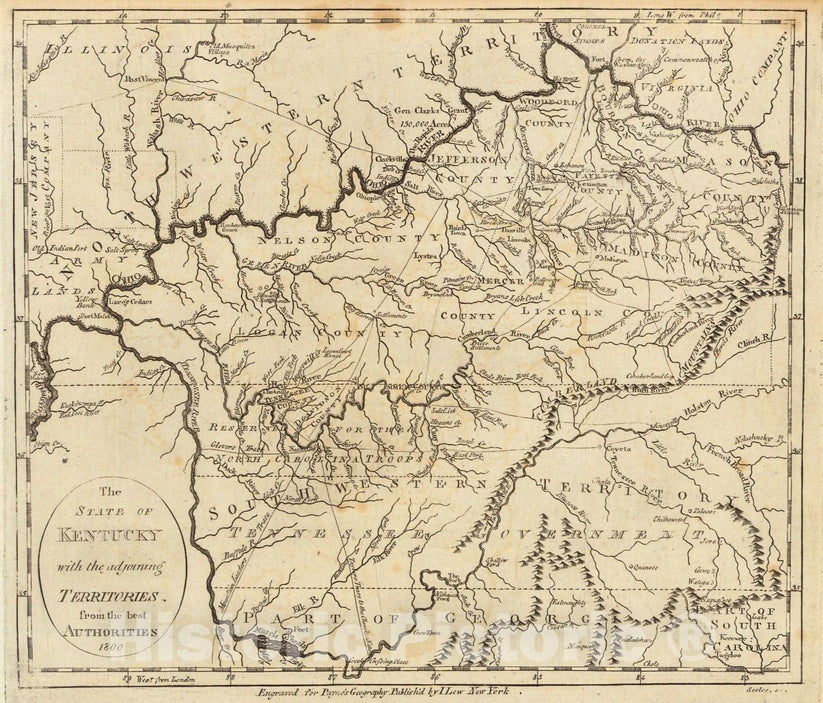 Historic Map : 1800 The State of Kentucky with the adjoining Territori ...