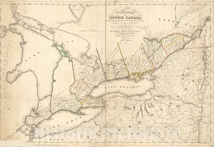 Historical Map, 1820-1829 Map of The Province of Upper Canada shewing ...