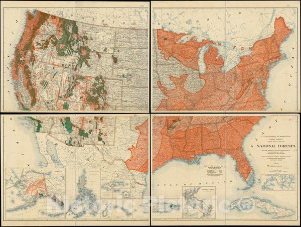 Historical Map, 1908 National Forests, Vintage Wall Art – Historic Pictoric
