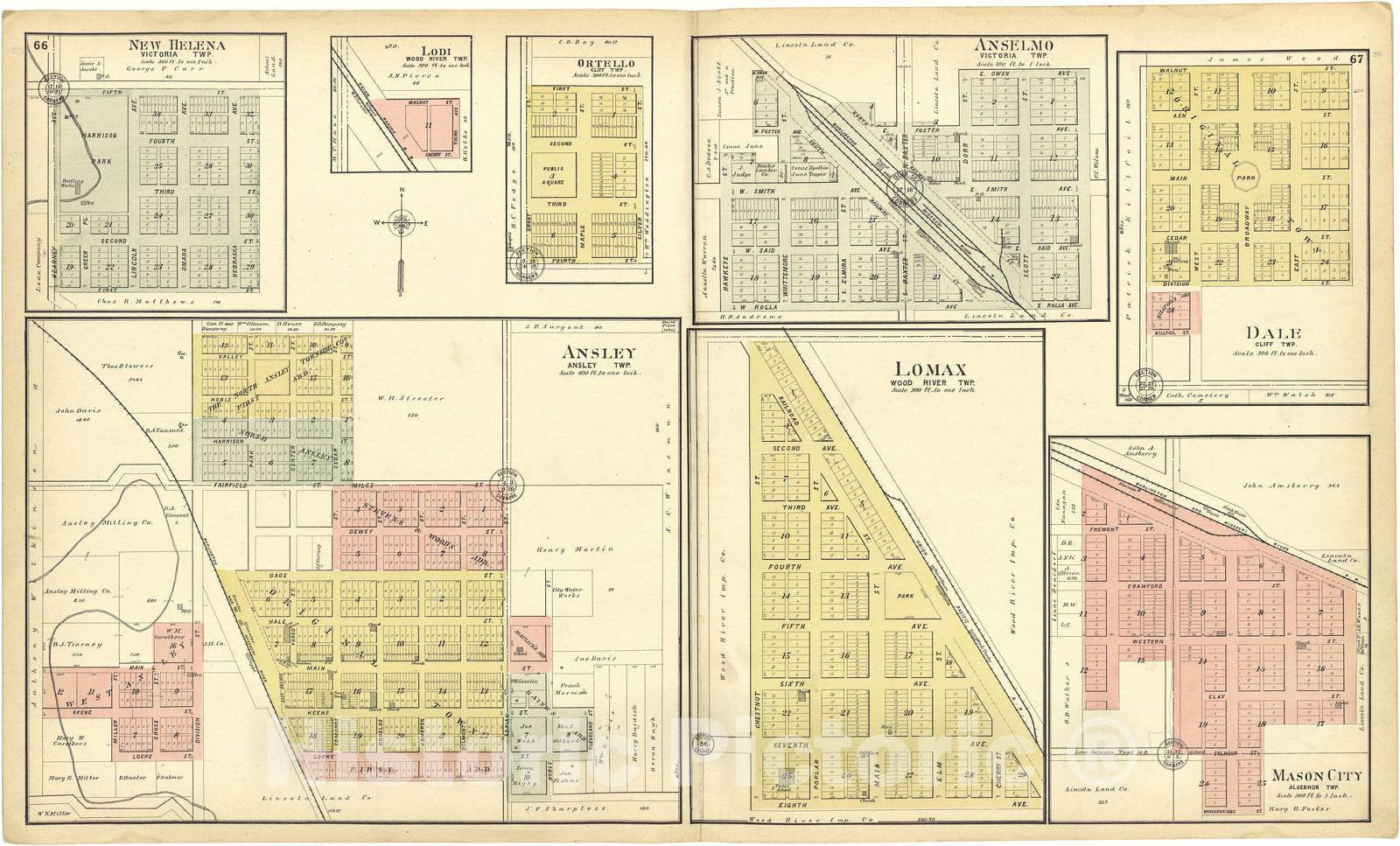Historic 1904 Map - Standard Atlas of Custer County, Nebraska - New He ...