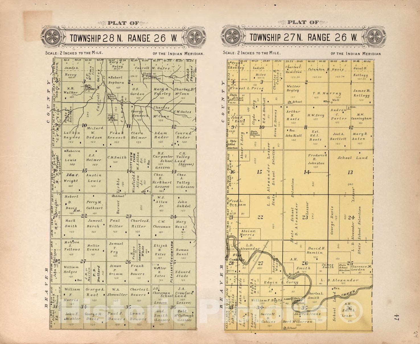 Historic 1910 Map - Plat Book of Harper County, Oklahoma - Township 27 ...