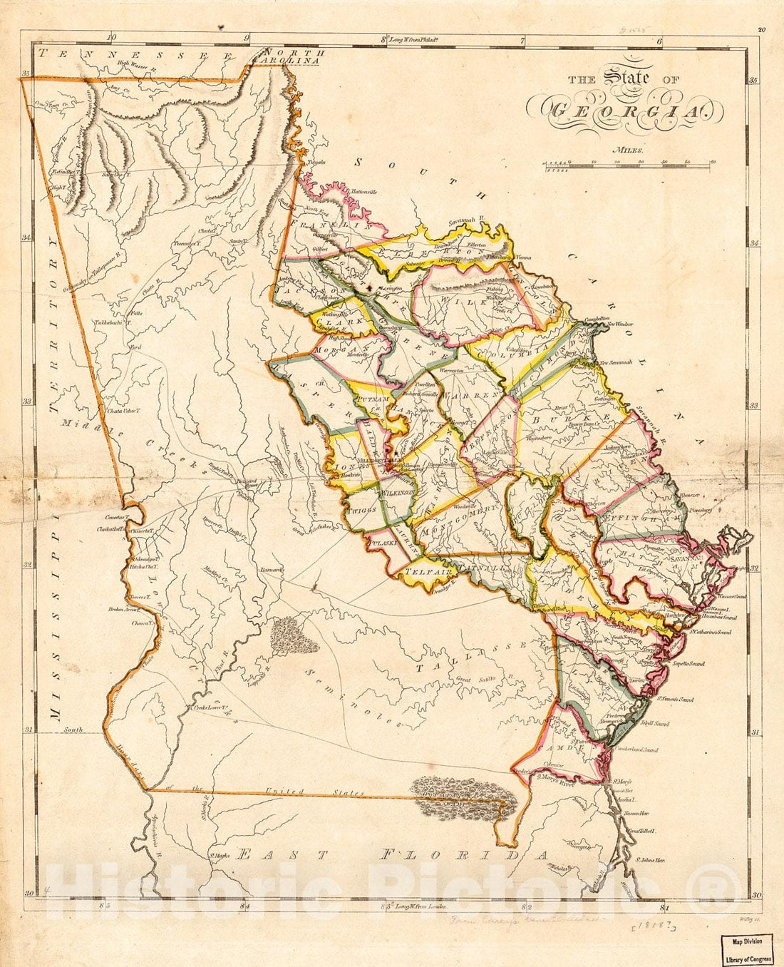 Historic 1818 Map - The State of Georgia. – Historic Pictoric