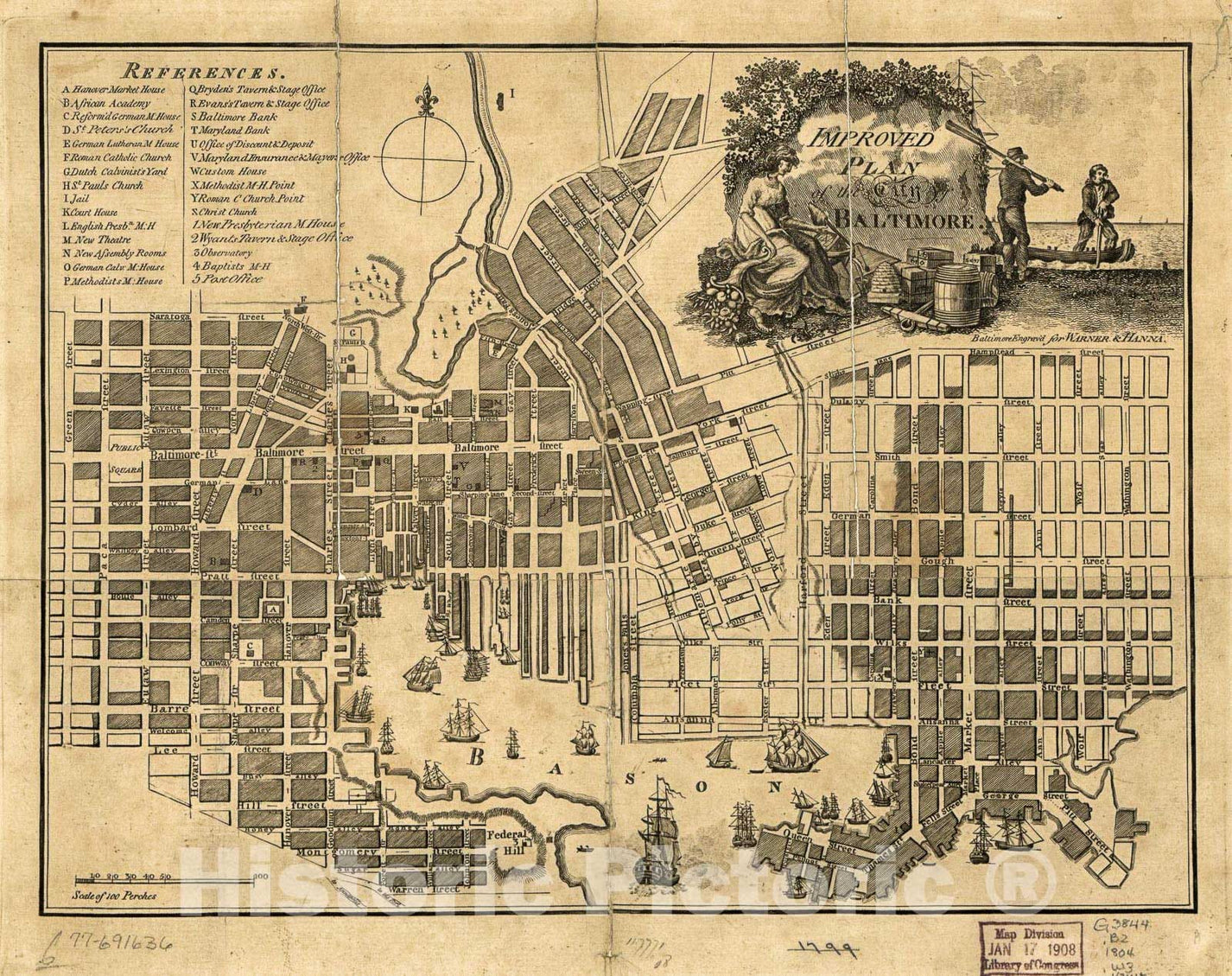 Historic 1804 Map - Improved Plan of The City of Baltimore. – Historic ...