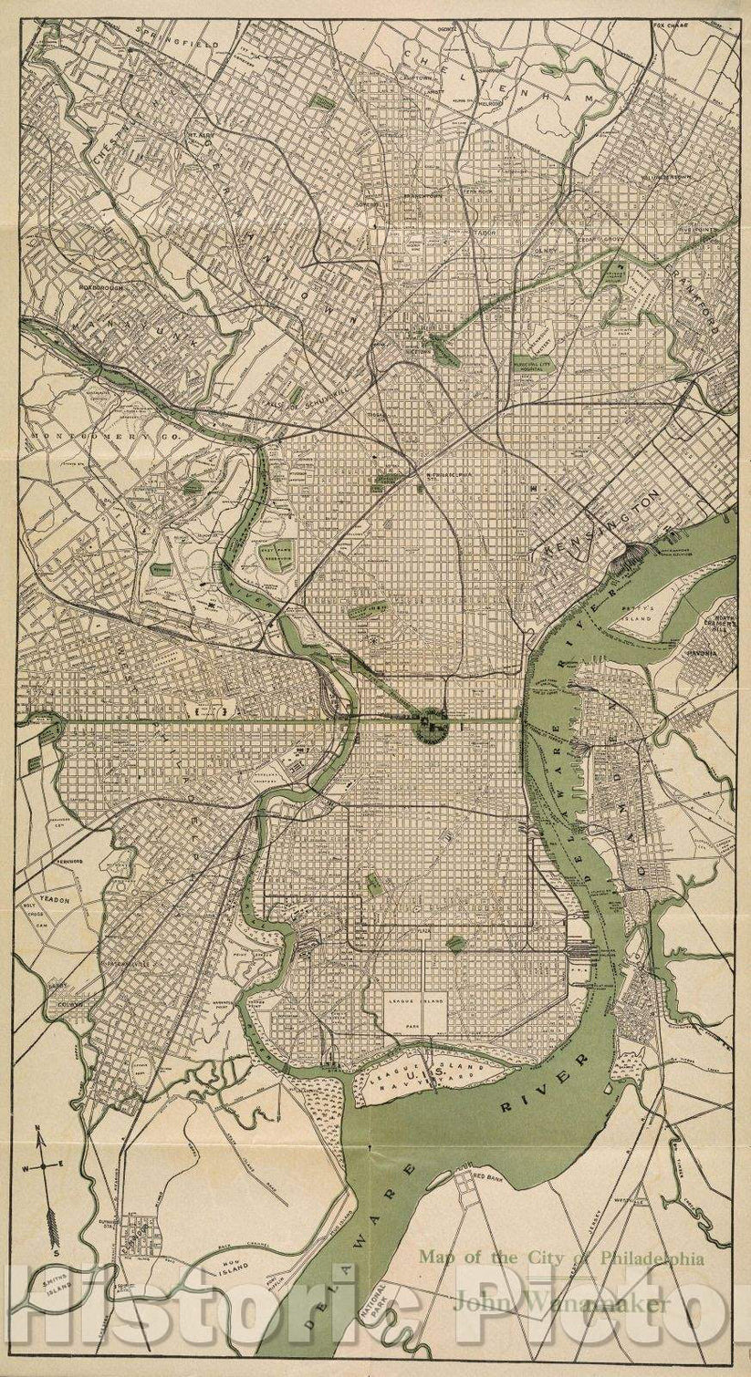 Historic Map : Map of the City of Philadelphia, c. 1920 , Vintage Wall ...