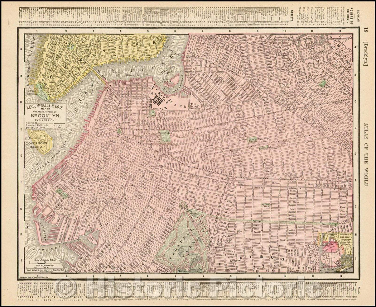 Historic Map - Map of the Main Portion of Brooklyn, 1895, Rand McNally ...