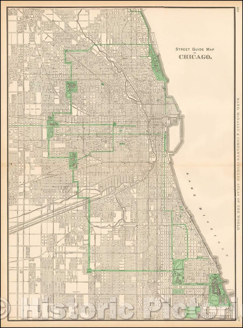 Historic Map - Street Guide Map of Chicago, 1898, Rand McNally & Compa ...