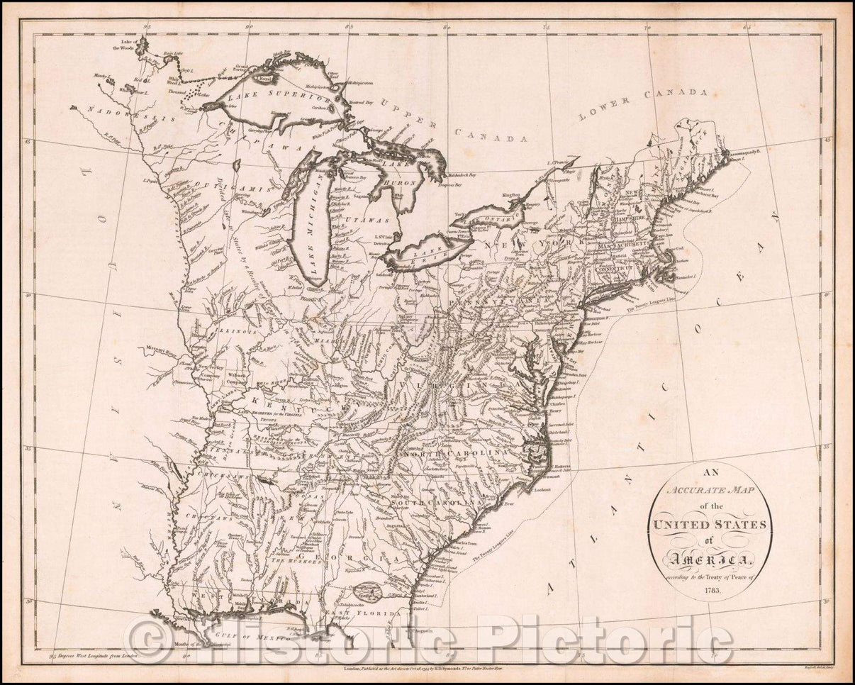 Historic Map - An Accurate Map of the United States of America accordi ...