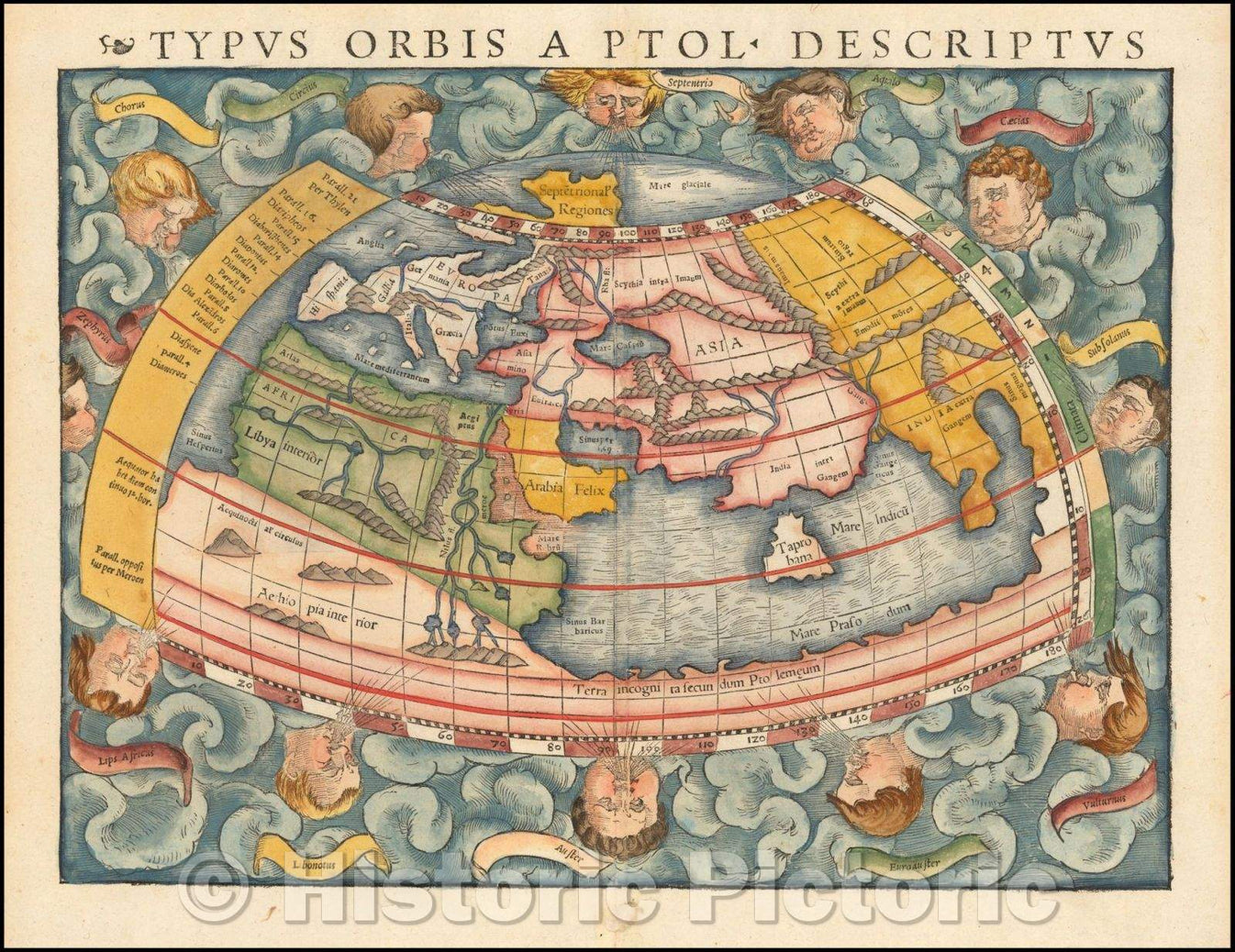 Historic Map - Typus Orbis A Ptol. Descriptus, 1542, Sebastian M?nster ...