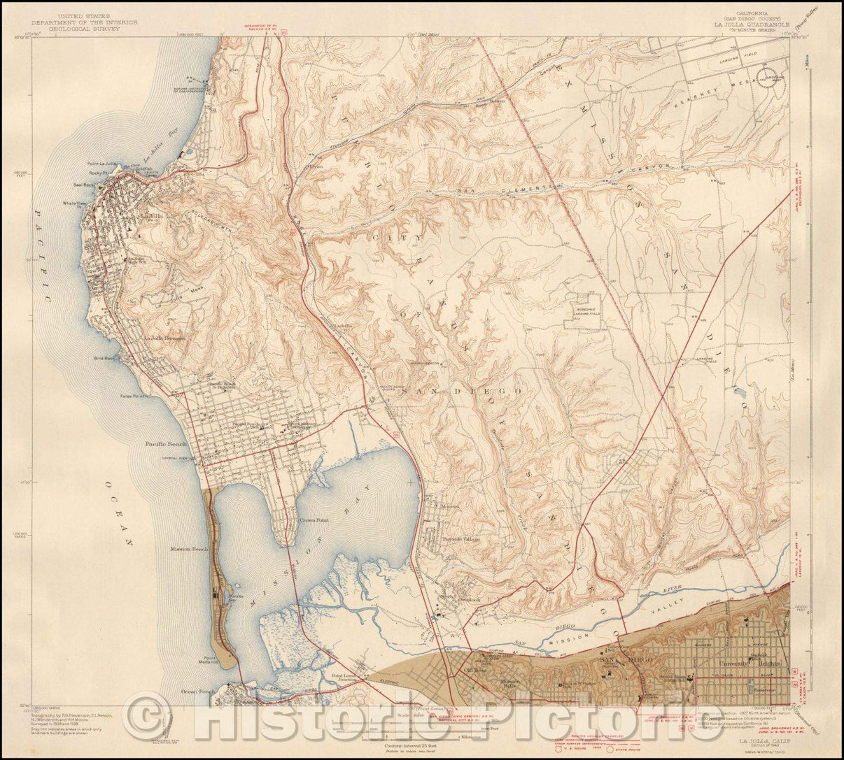Historic Map - La Jolla Quadrangle 7 1/2-Minute Series, 1943, U.S. Geo ...