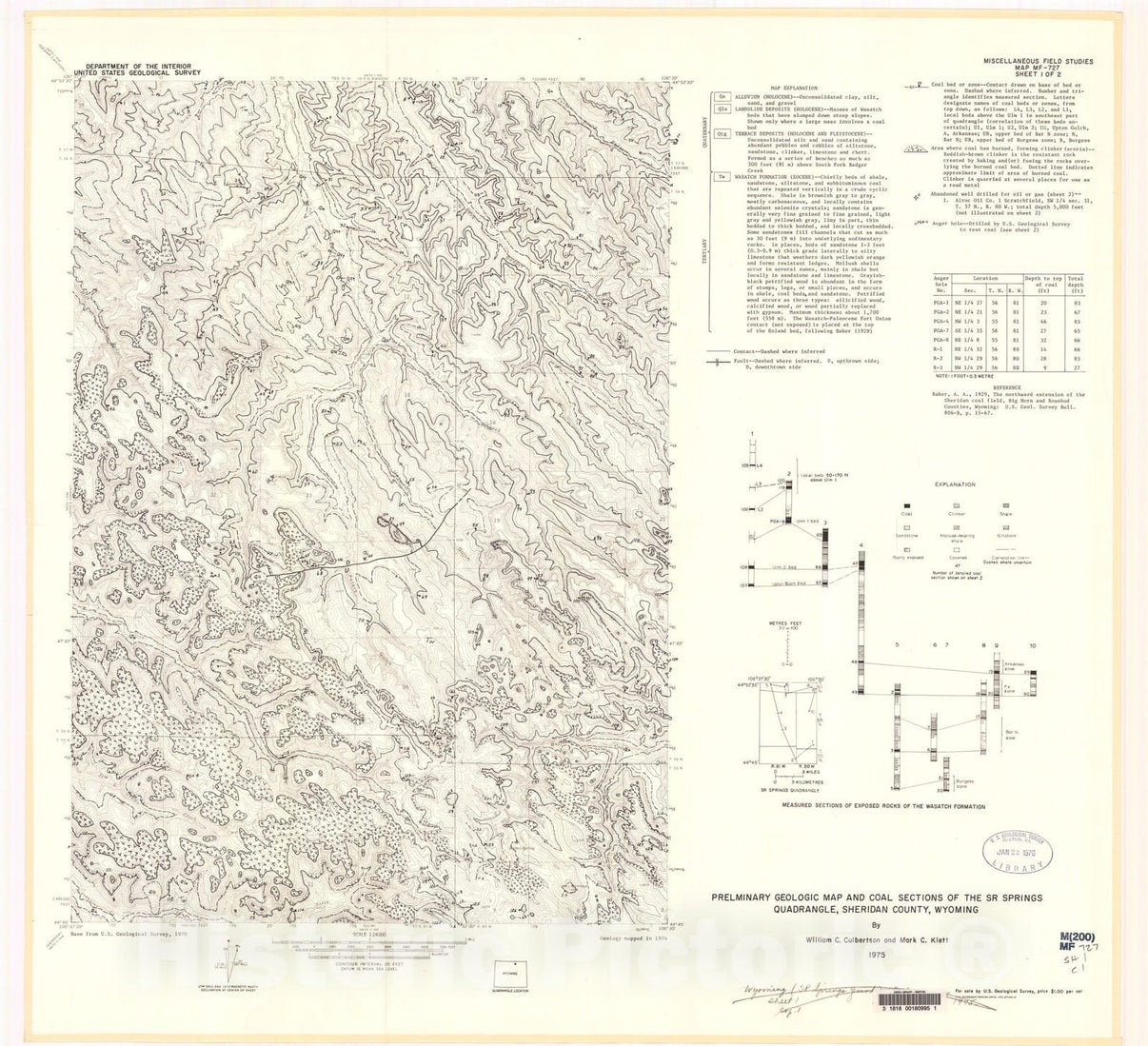 Map : Preliminary geologic map and coal sections of the SR Springs qua ...