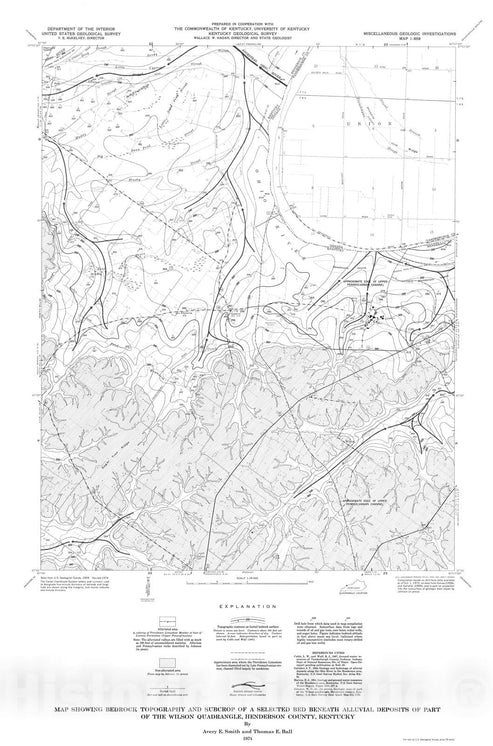 Map : Map showing bedrock topography and subcrop of a selected bed ben ...