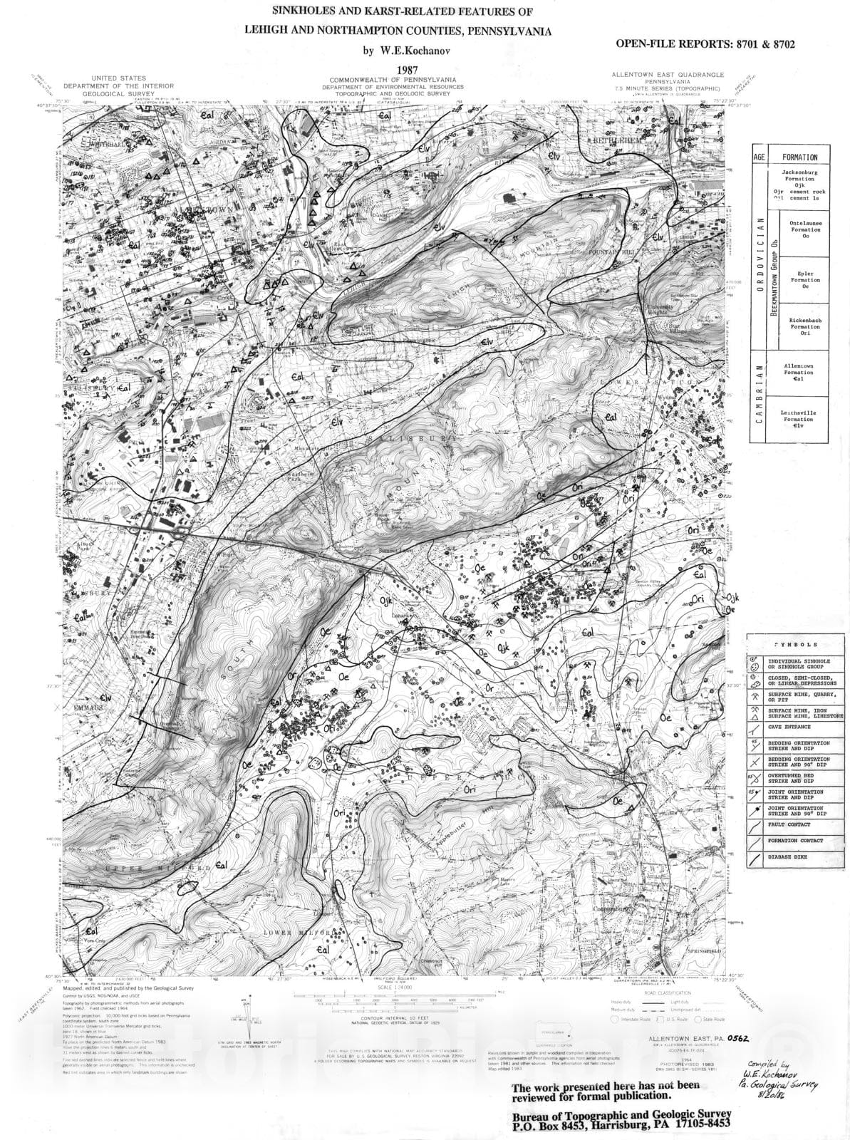 Map : Sinkholes and karst-related features of Northampton County, Penn ...