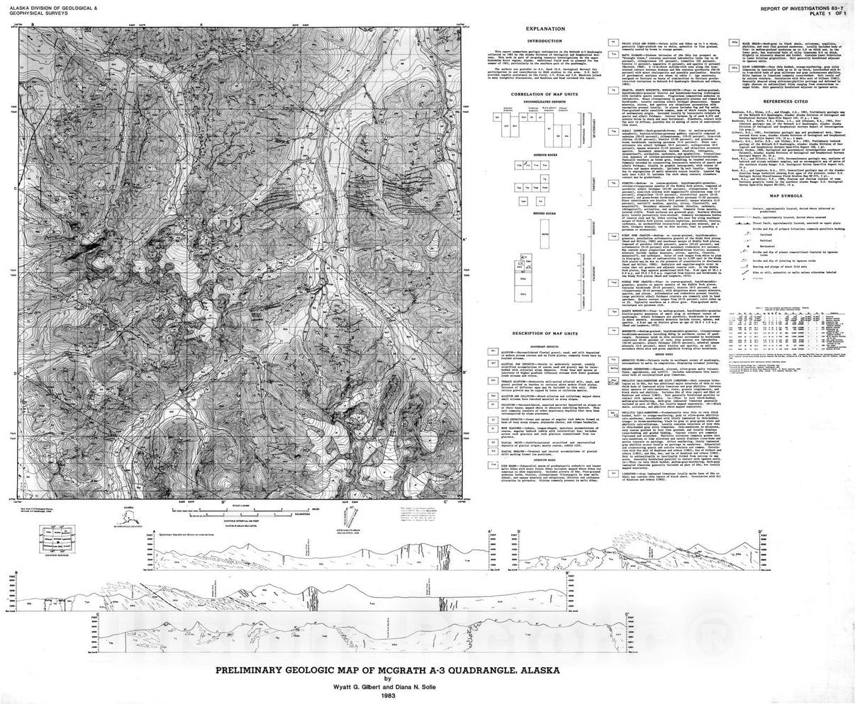 Map : Preliminary geologic map of McGrath A-3 quadrangle, Alaska, 1983 ...