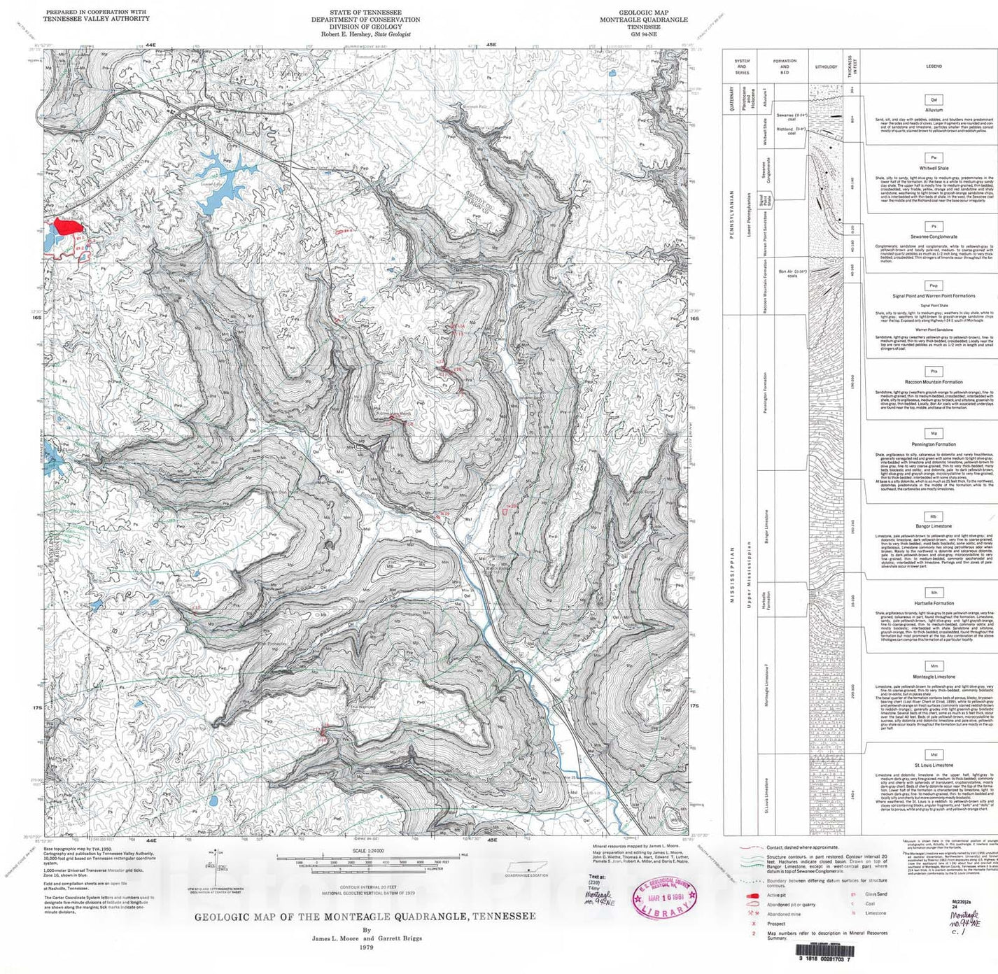 Map : Geologic Map and Mineral Resources Summary of the Monteagle Quad ...