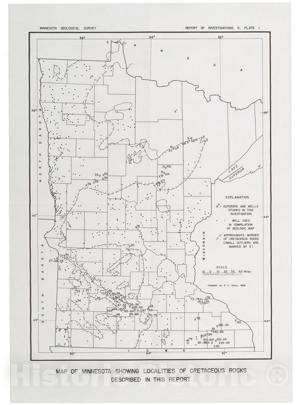 Map : The Cretaceous System in Minnesota, 1964 Cartography Wall Art ...