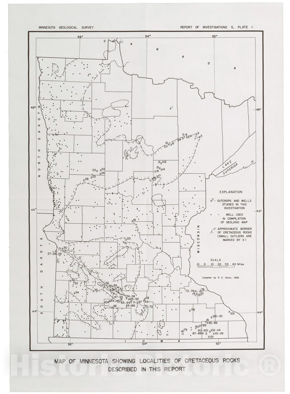 Map : The Cretaceous System in Minnesota, 1964 Cartography Wall Art ...