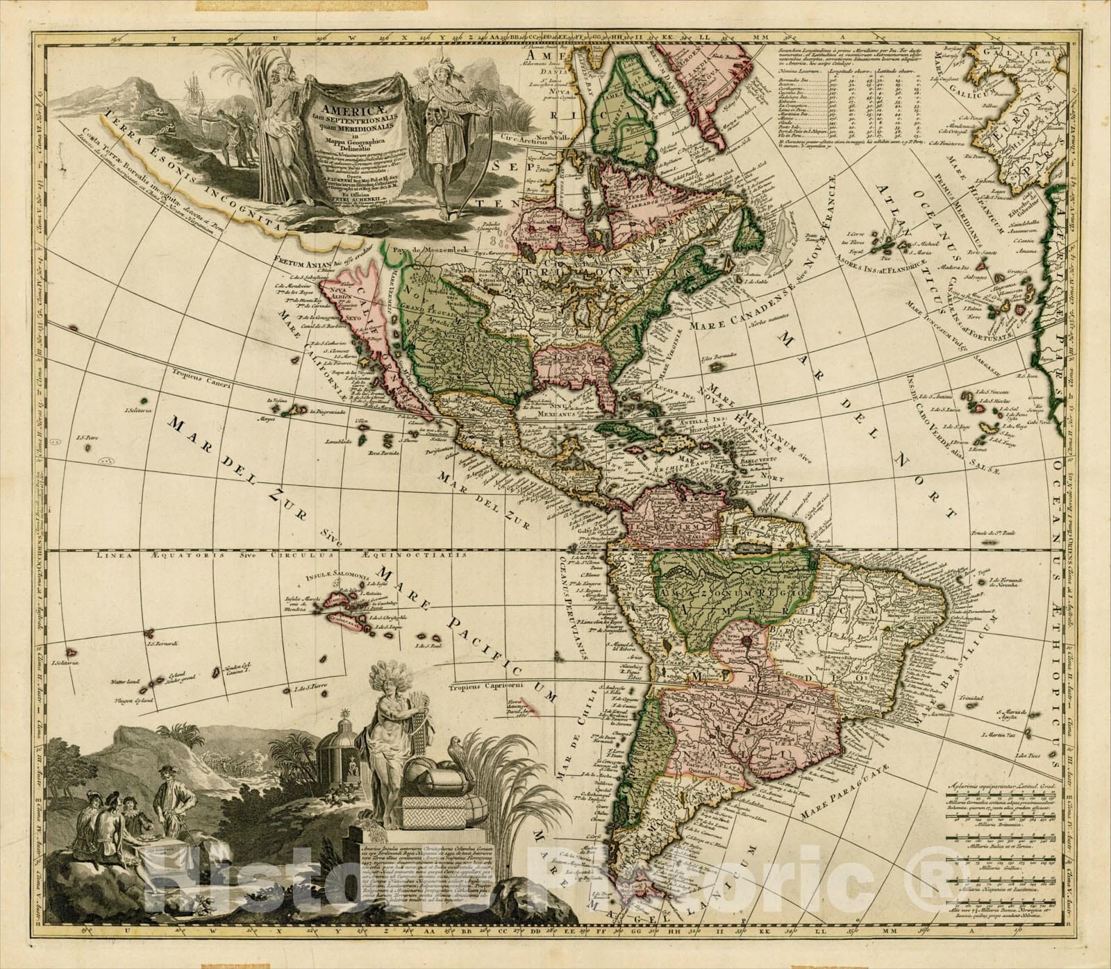 Historic Map : Americae Tam Septentrionalis Quam Meridionalis in Mappa ...