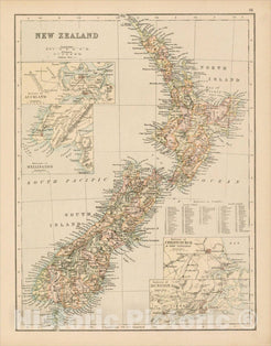 Historic Map : New Zealand (with Environs of Auckland), c1860, Blackie ...
