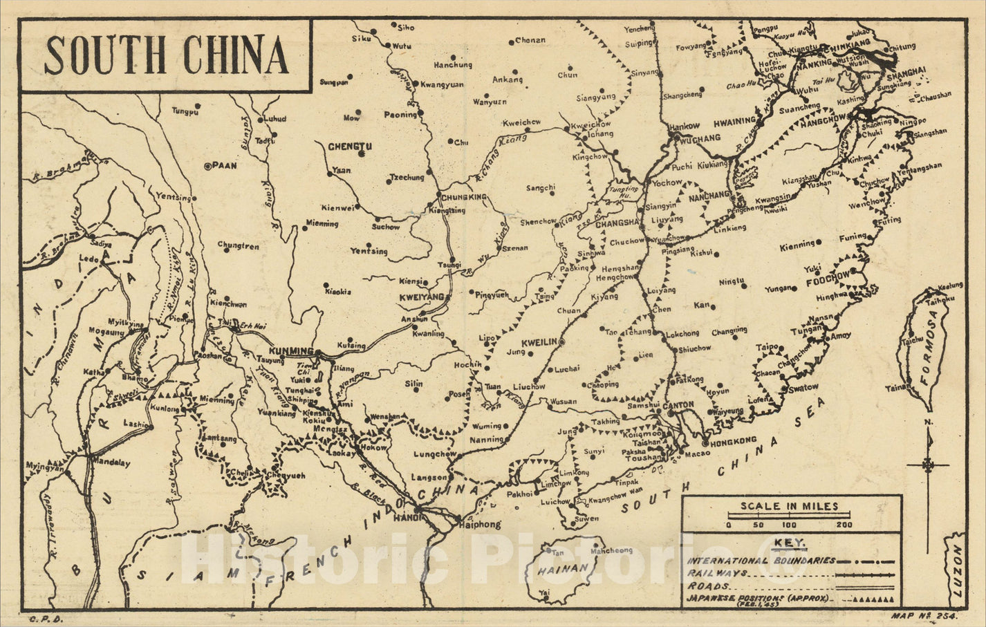 Historic Map : South China, 1945, C. P. D., v2, Vintage Wall Art ...