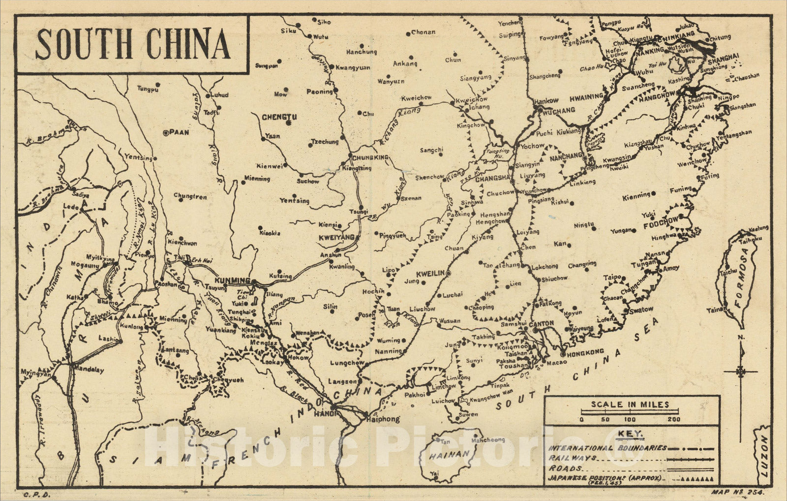 Historic Map : South China, 1945, C. P. D., v2, Vintage Wall Art ...