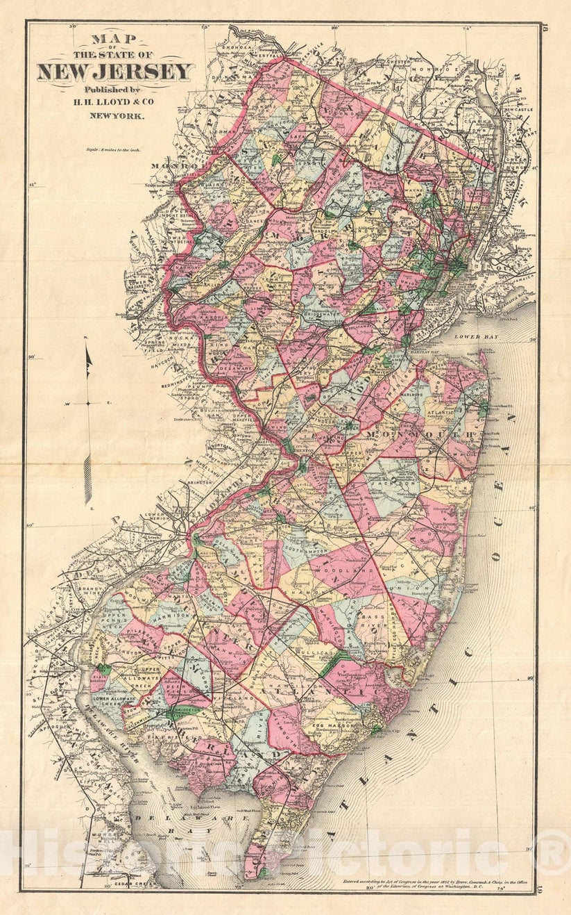 Historic Map : New Jersey, Walker, 1876, Vintage Wall Art – Historic ...