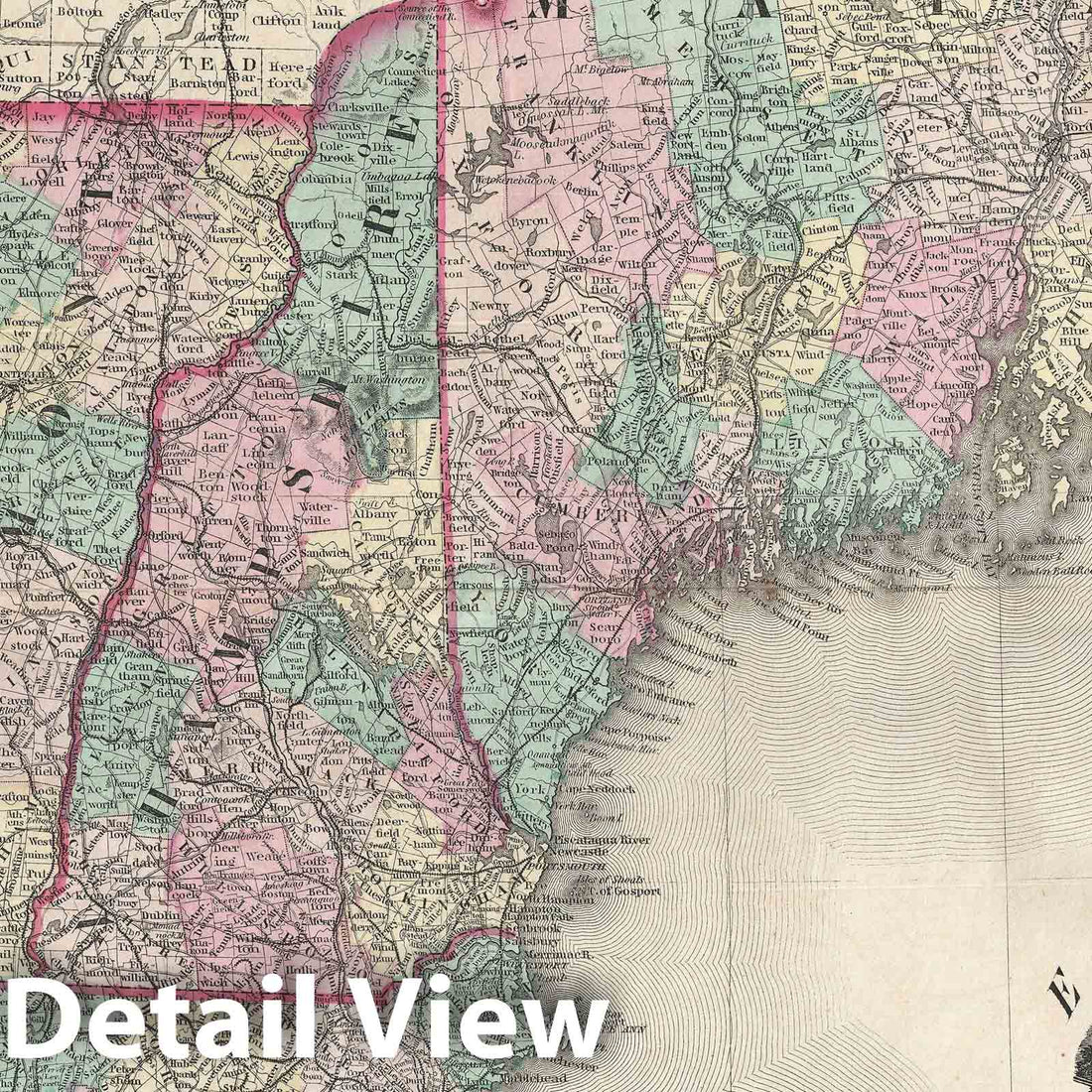 Historic Map : New England: Maine, Vermont, New Hampshire, Massachuset ...