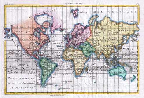 Historic Map : Raynal and Bonne Map of The World, 1780, Vintage Wall A ...