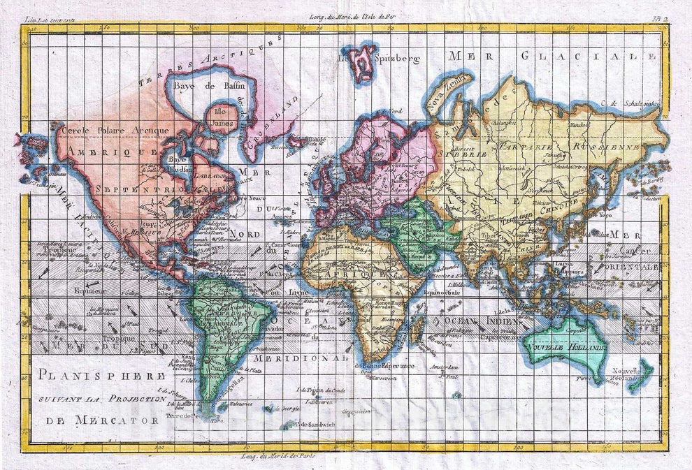 Historic Map : Raynal and Bonne Map of The World, 1780, Vintage Wall A ...