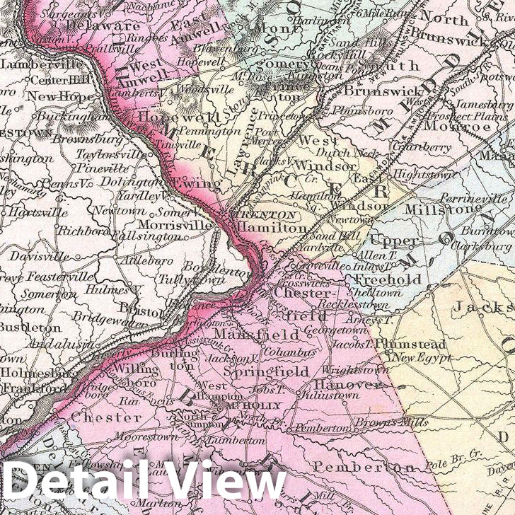Historic Map : Colton Map of New Jersey, Version 2, 1855, Vintage Wall ...
