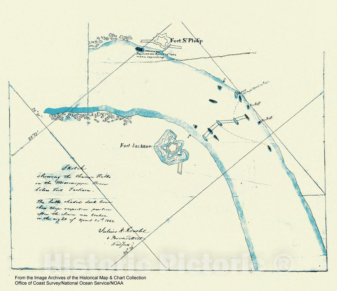 Historic Nautical Map - Fort St. Philip, SC, 1862 Civil War Historic N ...