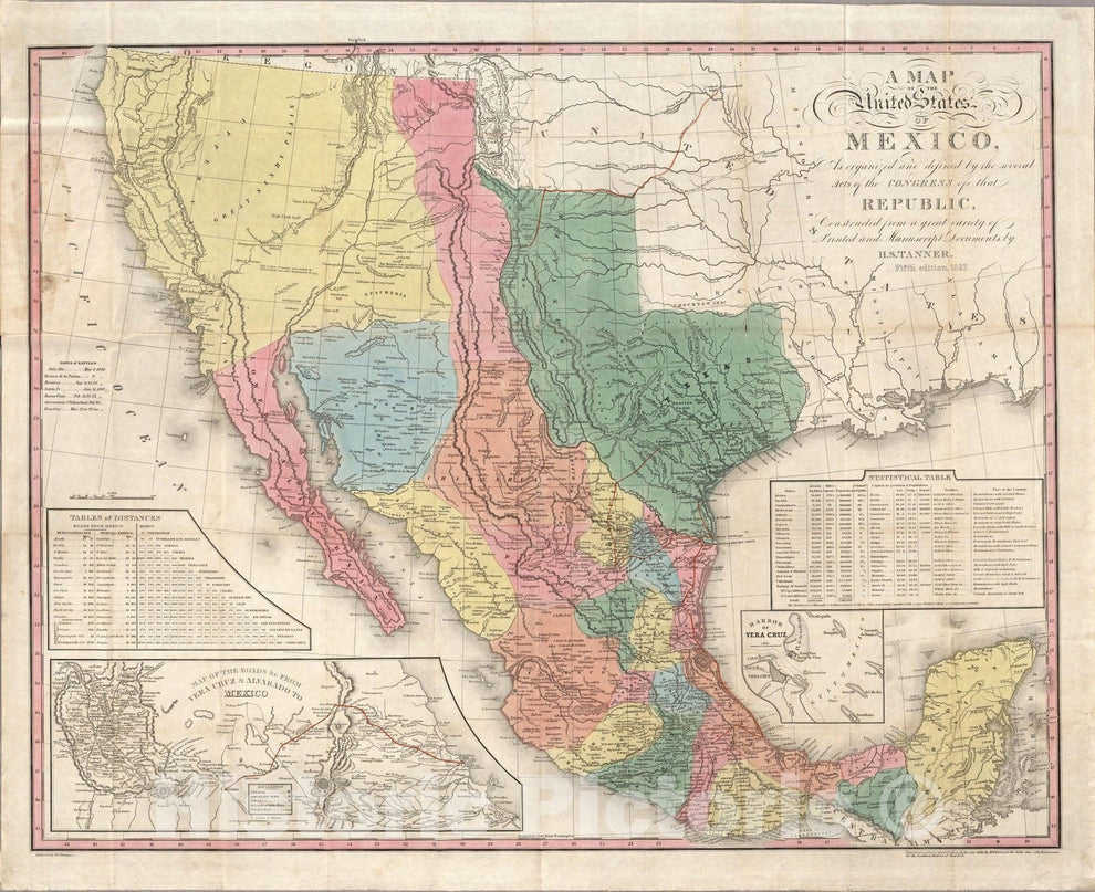 Historic Map : The United States of Mexico, 1847 - Vintage Wall Art ...