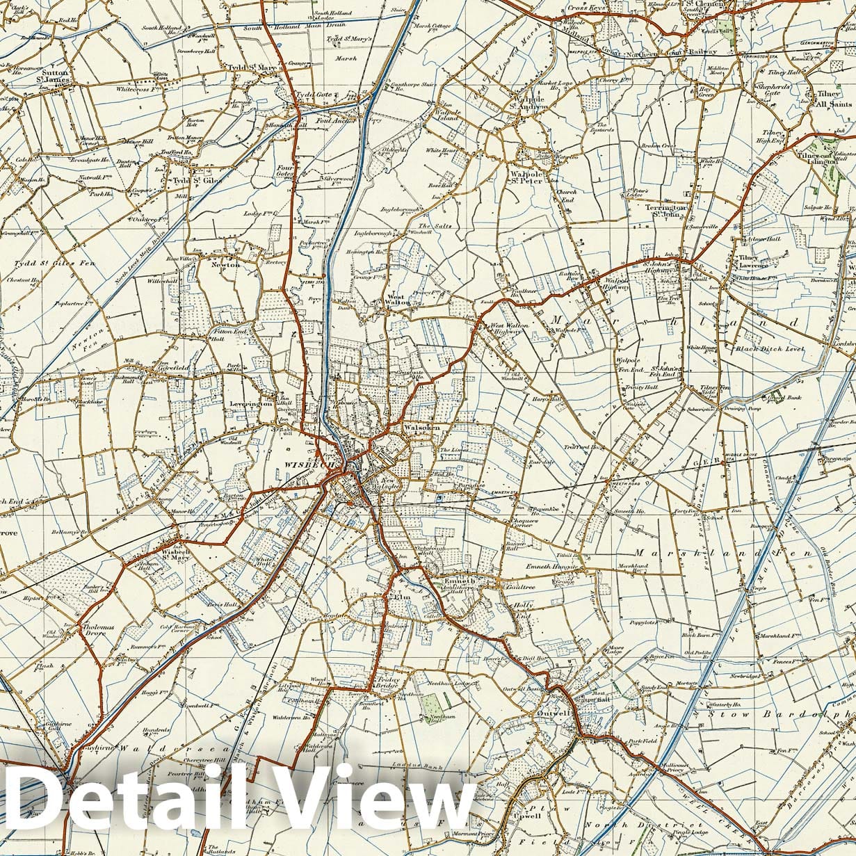 Wisbech King's Lynn England 1920 Ordnance Survey Map Print – Historic ...