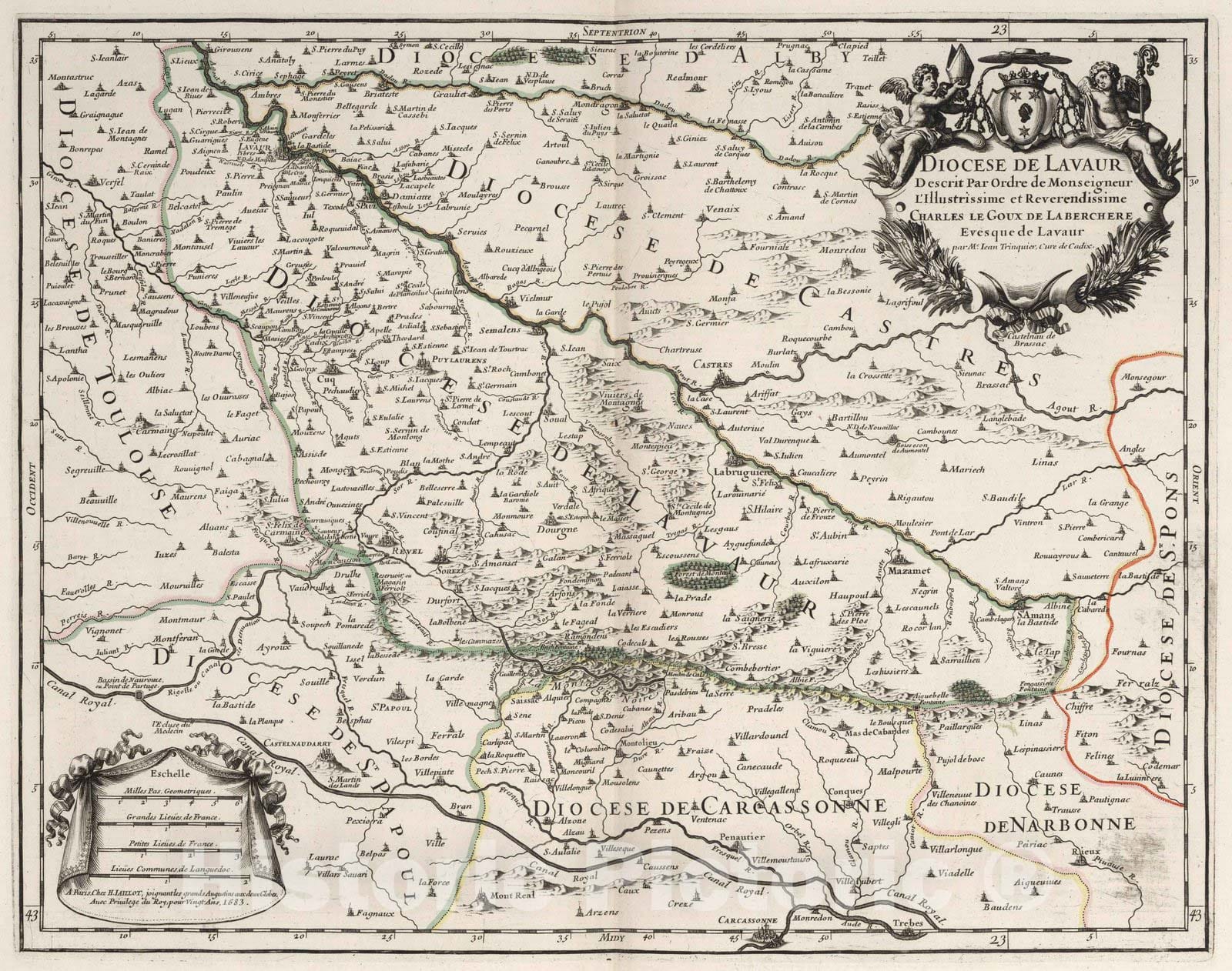 Diocese of Lavaur France 1683 Historical Map Print | Historic Pictoric