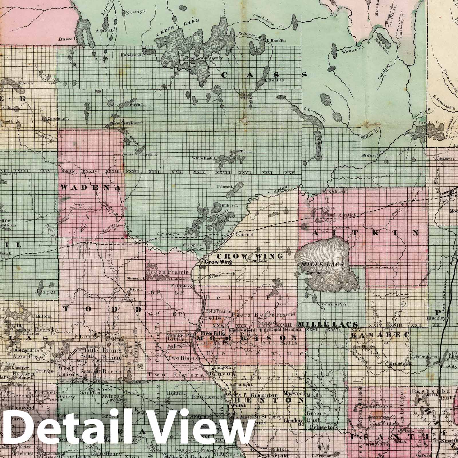 Minnesota Railroad Map 1871 | Historical Map Print | Historic Pictoric