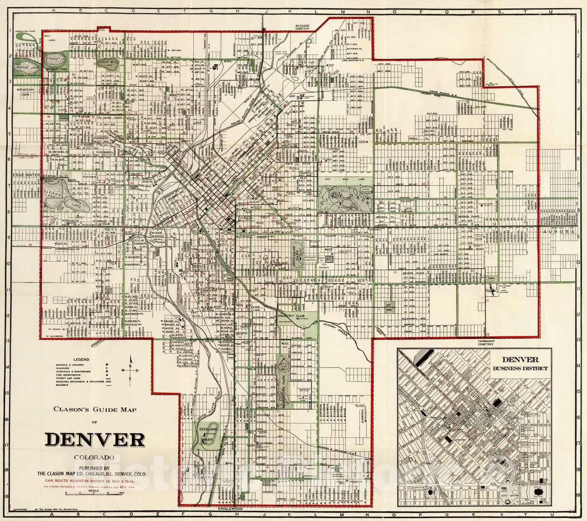 Historic Map : Guide Book, Denver Green Guide 1920 - Vintage Wall Art ...