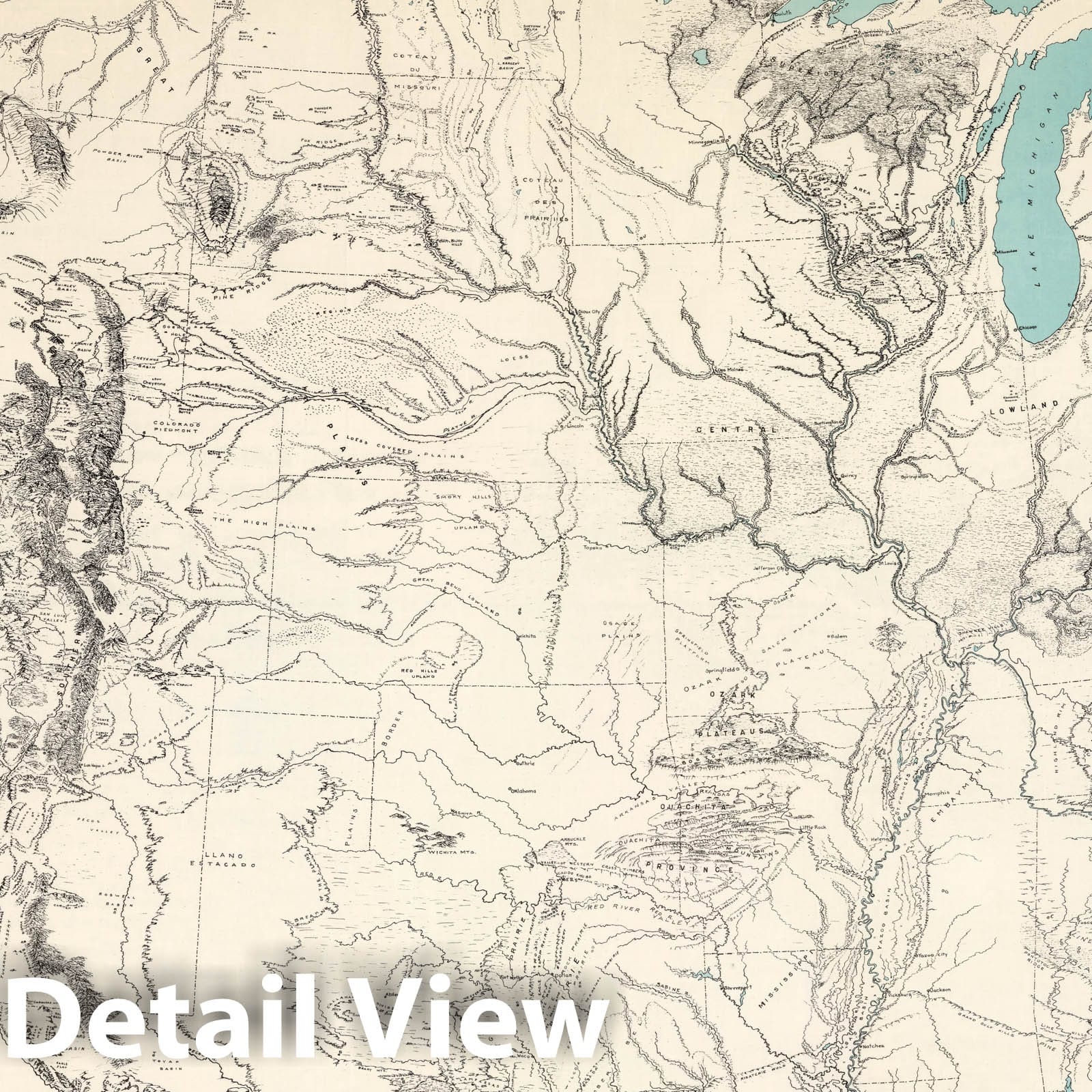 United States Physiographic Diagram 1948 Map Print | Historic Pictoric
