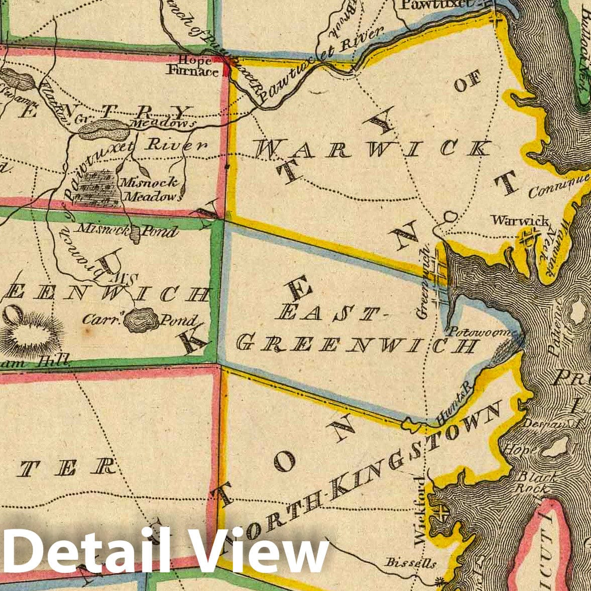 Historic Wall Map : 1814 State of Rhode Island. - Vintage Wall Art ...