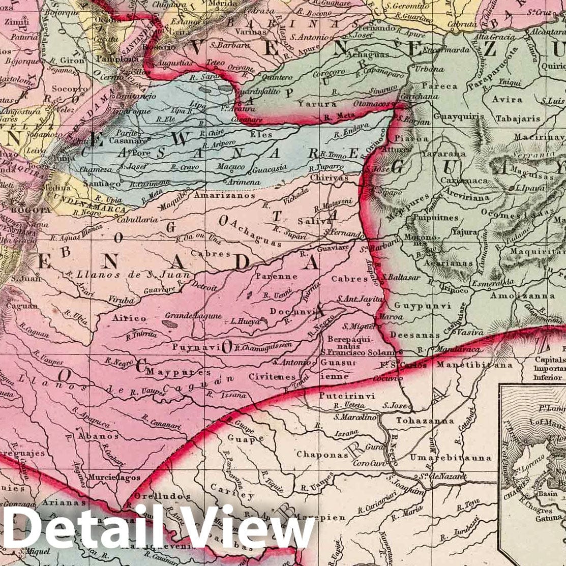 Historic Map : Ecuador, 1860 Venezuela, New Grenada & Equador. , Vinta ...