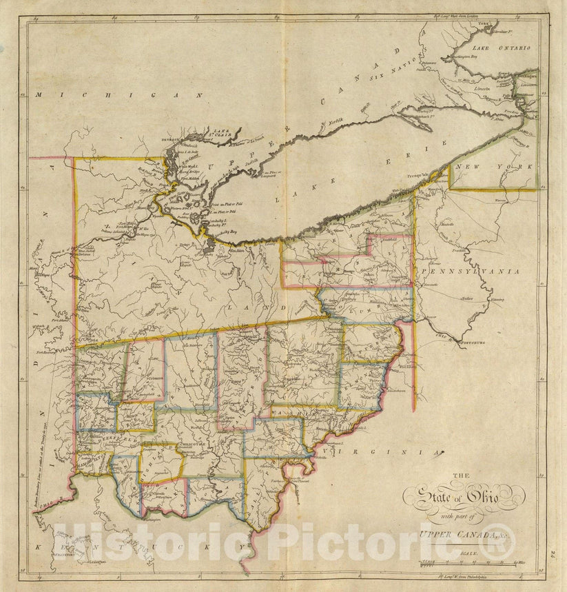 Historic Map : 1814 State of Ohio. - Vintage Wall Art – Historic Pictoric