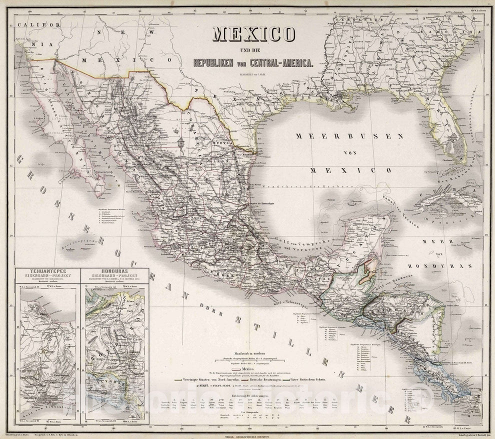 Historic Map : 1879 Mexico. Central America. - Vintage Wall Art ...