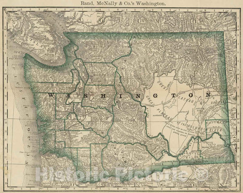 Historic Wall Map : 1878 Indexed Map Of Washington - Vintage Wall Art ...