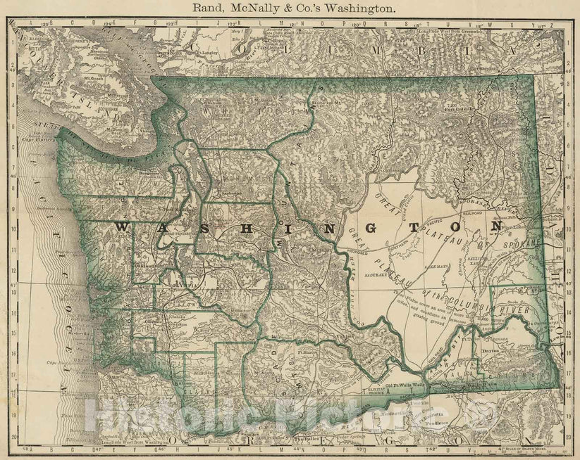 Historic Wall Map : 1878 Indexed Map Of Washington - Vintage Wall Art ...