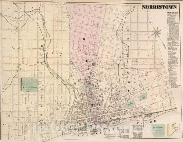 Historic Wall Map : 1871 Norristown, Montgomery County, Pennsylvania ...