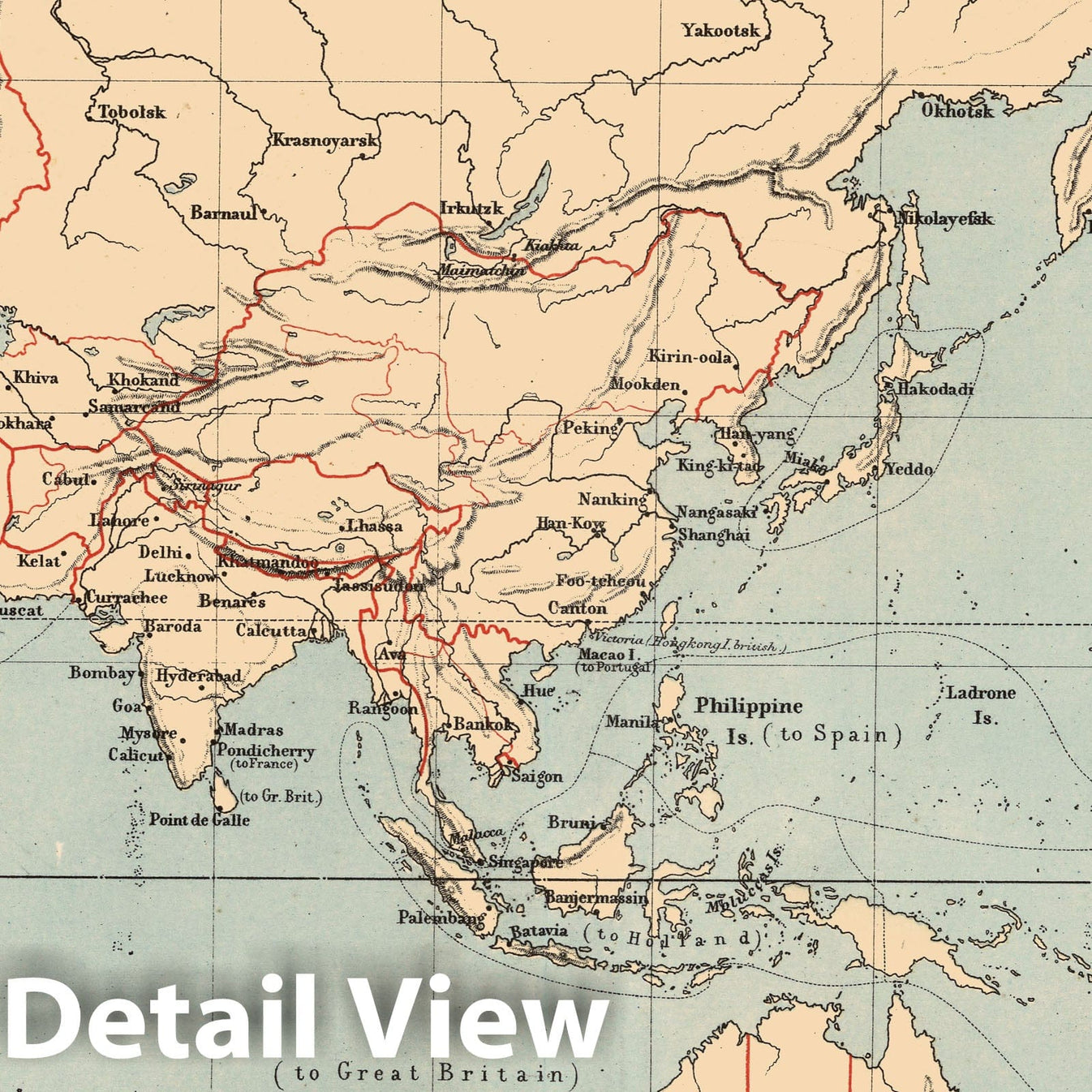 World Chief Towns 1867 Historical Map Print | Historic Pictoric