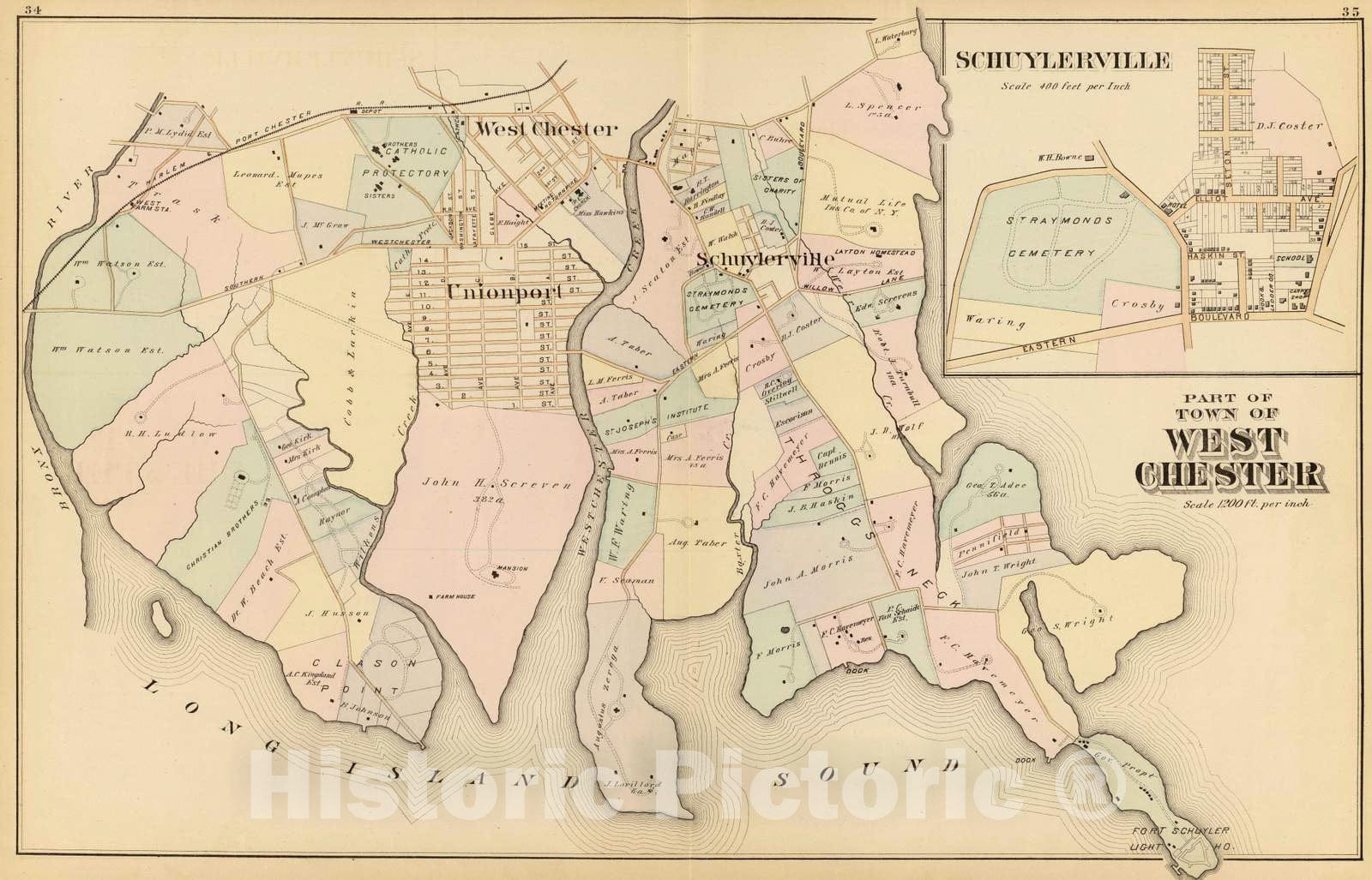 Historic Map : 1881 West Chester, Schuylerville. - Vintage Wall Art ...